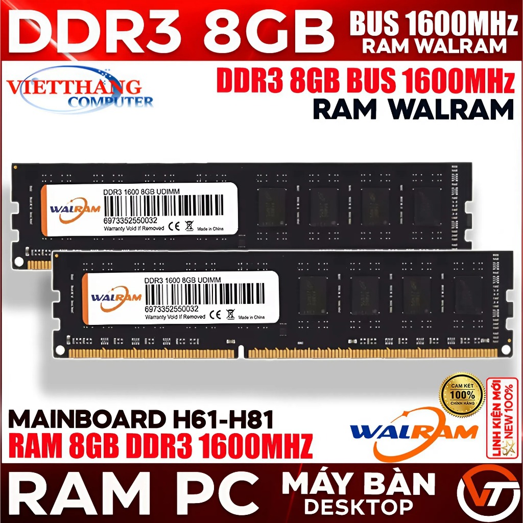 Bộ nhớ trong Walram 8GB DDR3 Bus 1600Mhz - Ram 8GB DDR3 Bus 1600 Walman ...