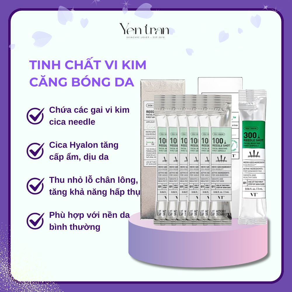 Tinh chất vi kim tái tạo, căng bóng da VT Cica Reedle Shot 100/300 2ml/gói cấp ẩm, phục hồi da ...