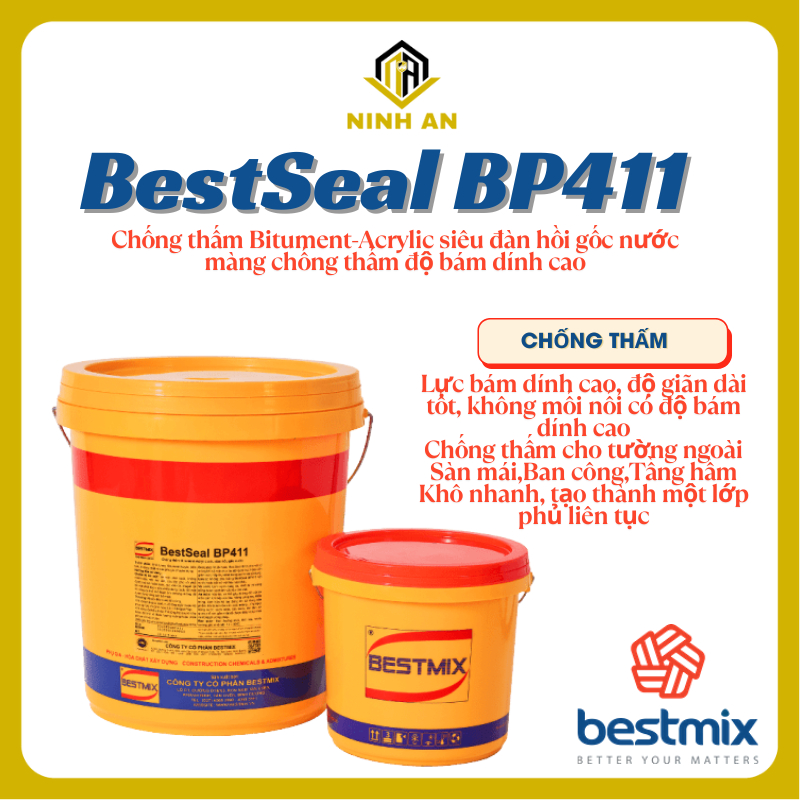 BestSeal BP411 - Thùng 18kg - Chống thấm Bitument-Acrylic siêu đàn hồi ...