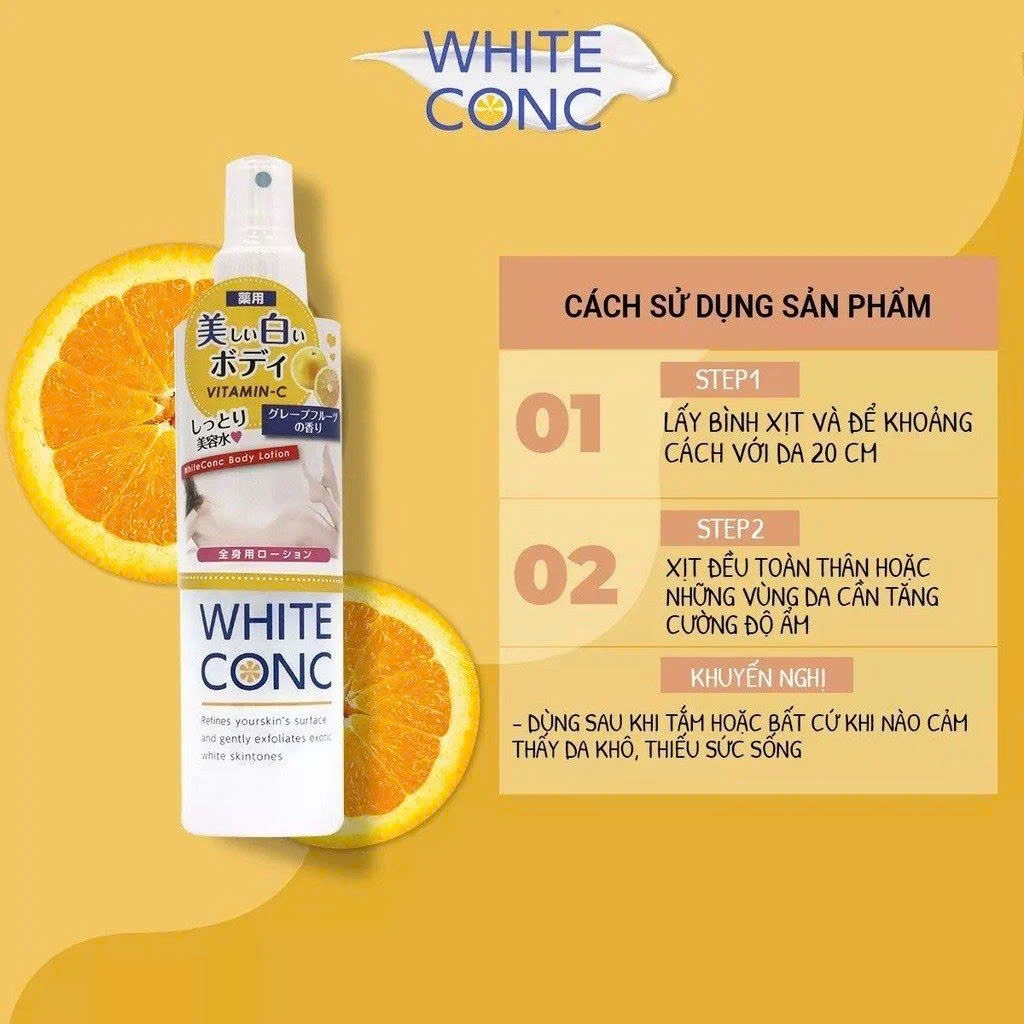 Xịt dưỡng trắng da White Conc Vitamin C Nhật Bản 245ml | Shopee Việt Nam