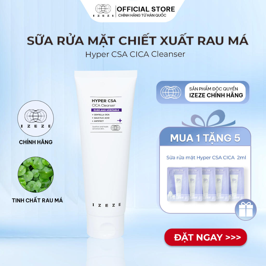 [IZEZE] Sữa rửa mặt HYPER CSA CICA 150ml (Chiết xuất rau má, kháng viêm ...
