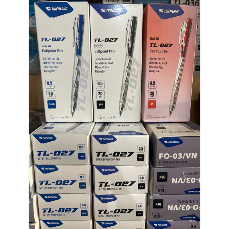 Combo 20 bút bi Thiên Long TL-027 ngòi 0,5 ( Có Ruột thay thế BPR-06 ...