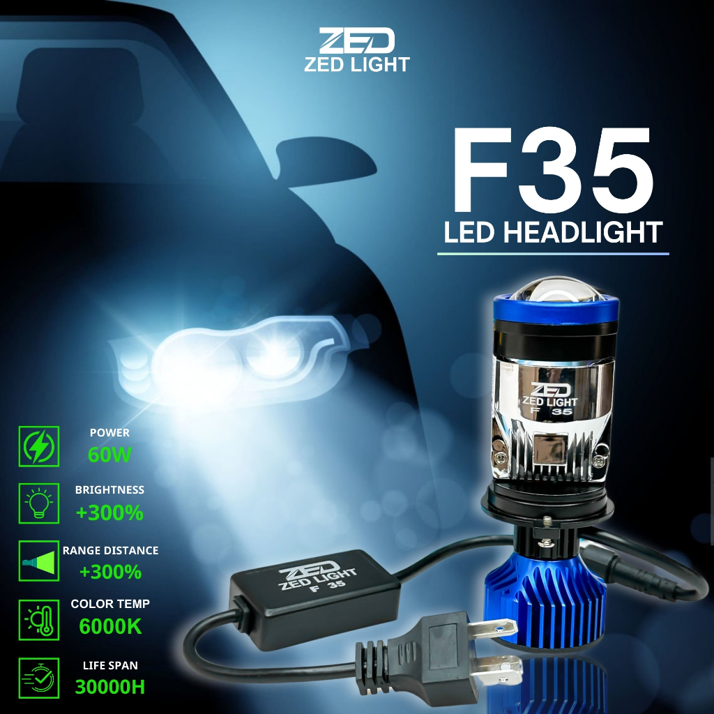 Đèn LED Bi Cầu F35 ZED LIGHT - Công Suất 65W, Điện Áp 12/24V H4 - Bảo ...