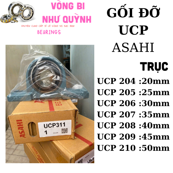 Gối đỡ vòng bi ASAHI UCP203 UCP204 UCP205 UCP206 UCP207 UCP208 UCP209 ...
