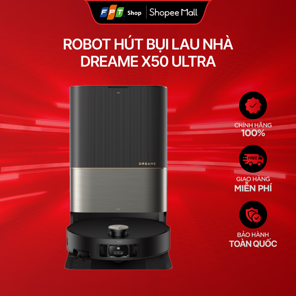Robot hút bụi lau nhà Dreame X50 Ultra, tự động giặt sấy giẻ lau, lực hút 20000Pa, chế độ thú ...