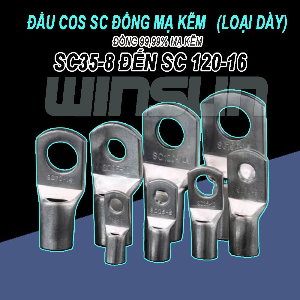 Đầu cos SC đồng mạ kẽm chất lượng cao SC 35-8 đến SC 120-16 mạ chống ...