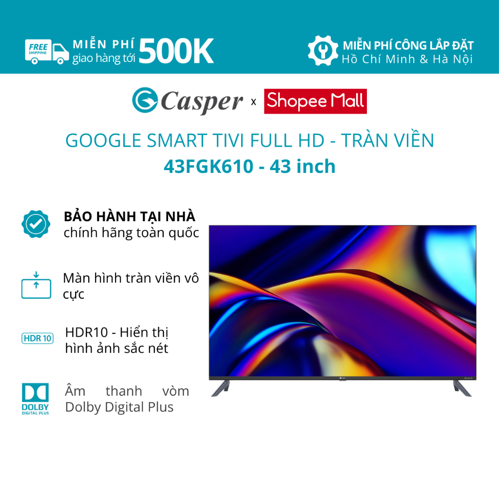 [LẮP 0Đ HCM/HN] Google Tivi Casper 43 inch - Full HD - 43FGK610 - Chính ...