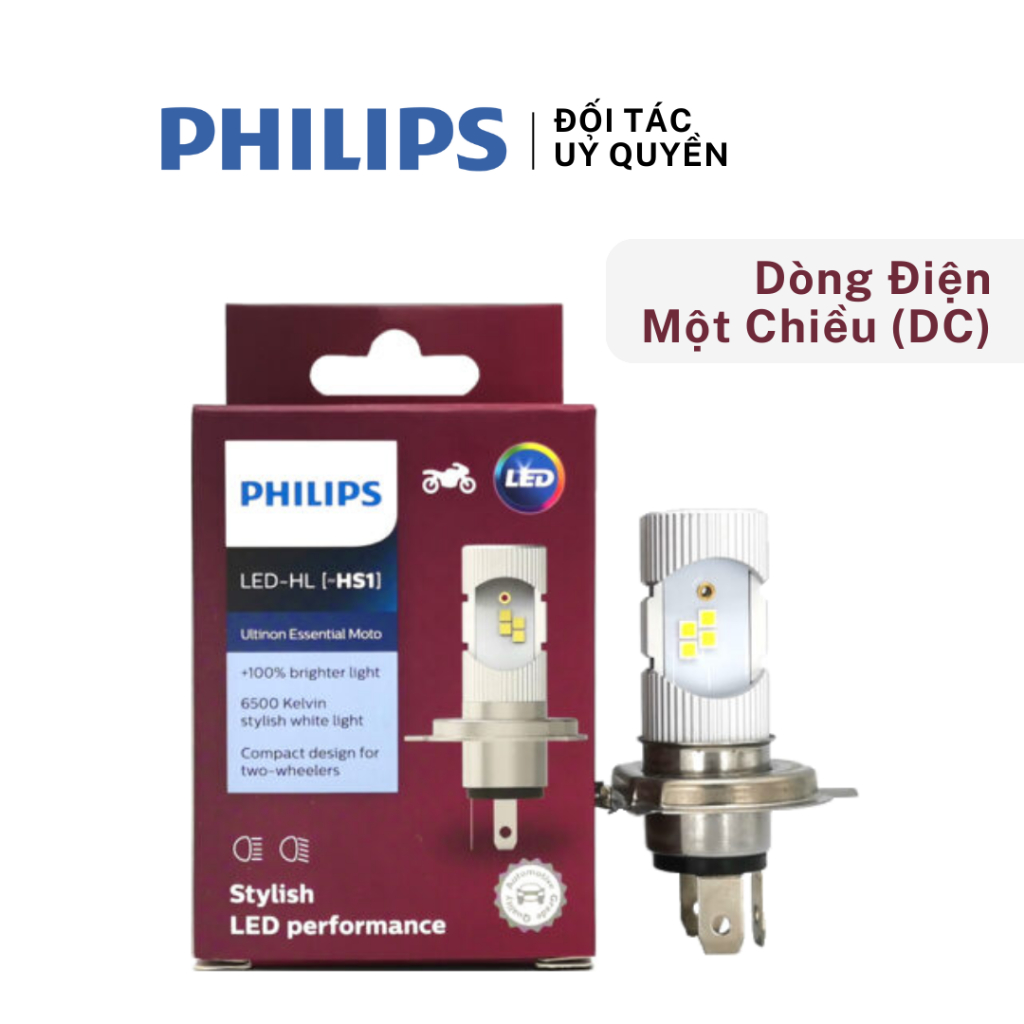 Bóng đèn LED PHILIPS xe môtô, xe máy hộp tím [2 chân M5] & [3 chân HS1 ...