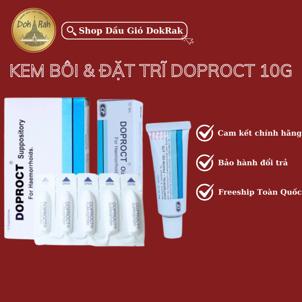 [CÓ CHE TÊN] Chính Hãng Kem bôi trĩ + Đặt trĩ Thái Lan Doproct 10g ...