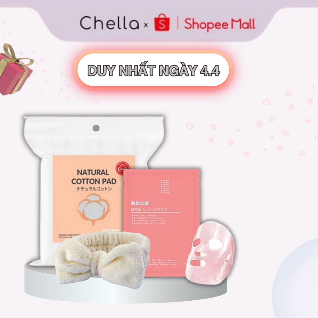 [QUÀ TẶNG] Bộ Quà Tặng Chính Hãng Chella - Gồm 1 Sponge, 1 Vòng Tẩy Trang, 222 Miếng Bông Tẩy ...