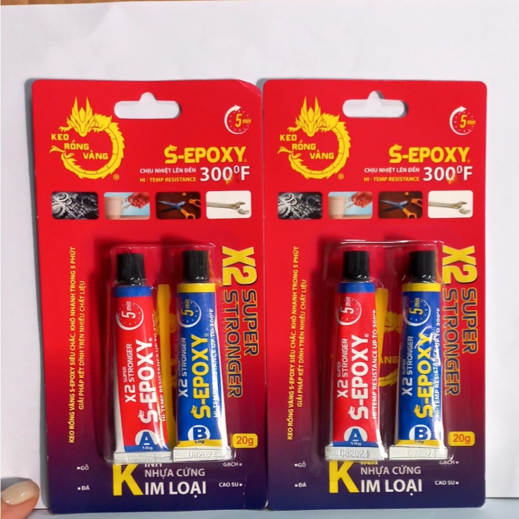 Keo epoxy AB 2 thành phần Rồng Vàng khô nhanh dán được kính,nhựa cứng ...