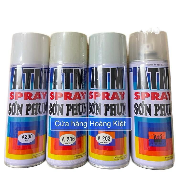 Sơn Xịt ATM Màu Trắng A200, Trắng Sanyo A203, Dolphin A236 Chai 400ml ...