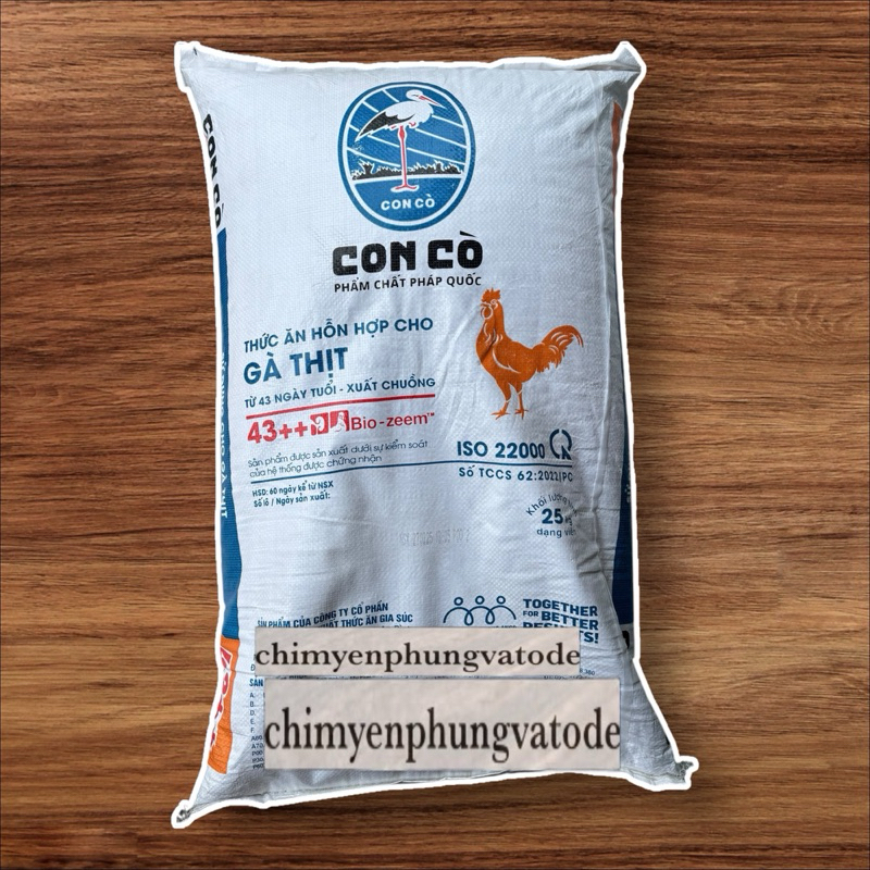 1 bao 25kg Bio-zeem 43++ Thức ăn hỗn hợp cho gà lông màu từ 43 ngày ...