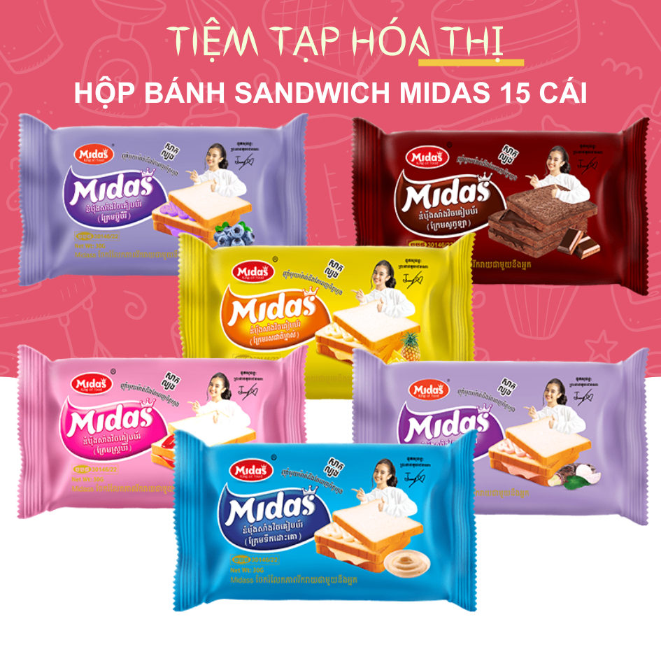 Hộp Bánh Sandwich Midas Cambodia 15 Cái Thơm Ngon Snack Ăn Vặt | Shopee ...