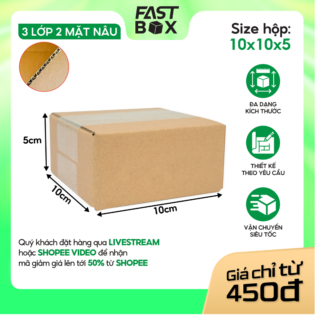 10x10x5 cm, Combo 10 hộp carton đóng hàng size nhỏ đựng phụ kiện, mỹ phẩm giá rẻ_Hộp Carton ...