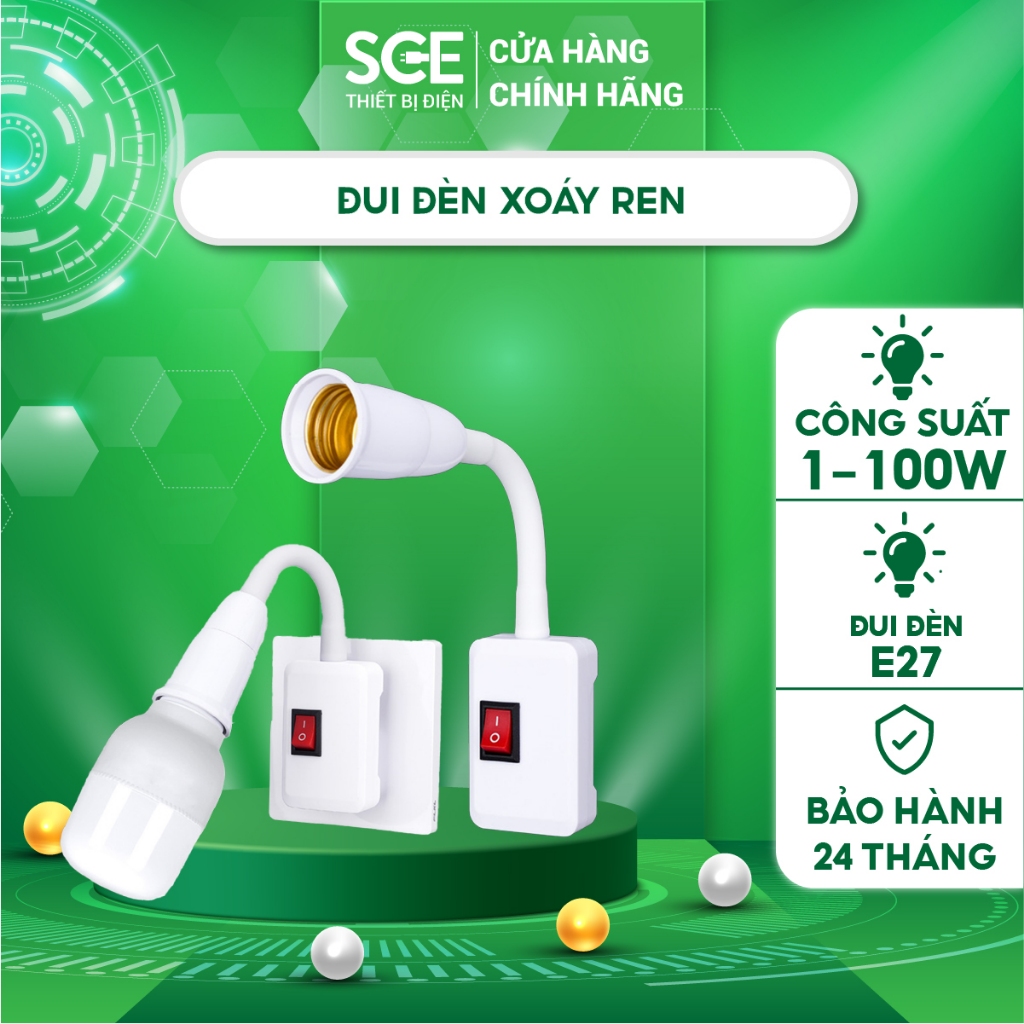 Đui đèn cắm tường E27 xoay 360 độ SCE có công tắc và phích cắm ng.uồn 220v bảo hành 1 năm SCE ...