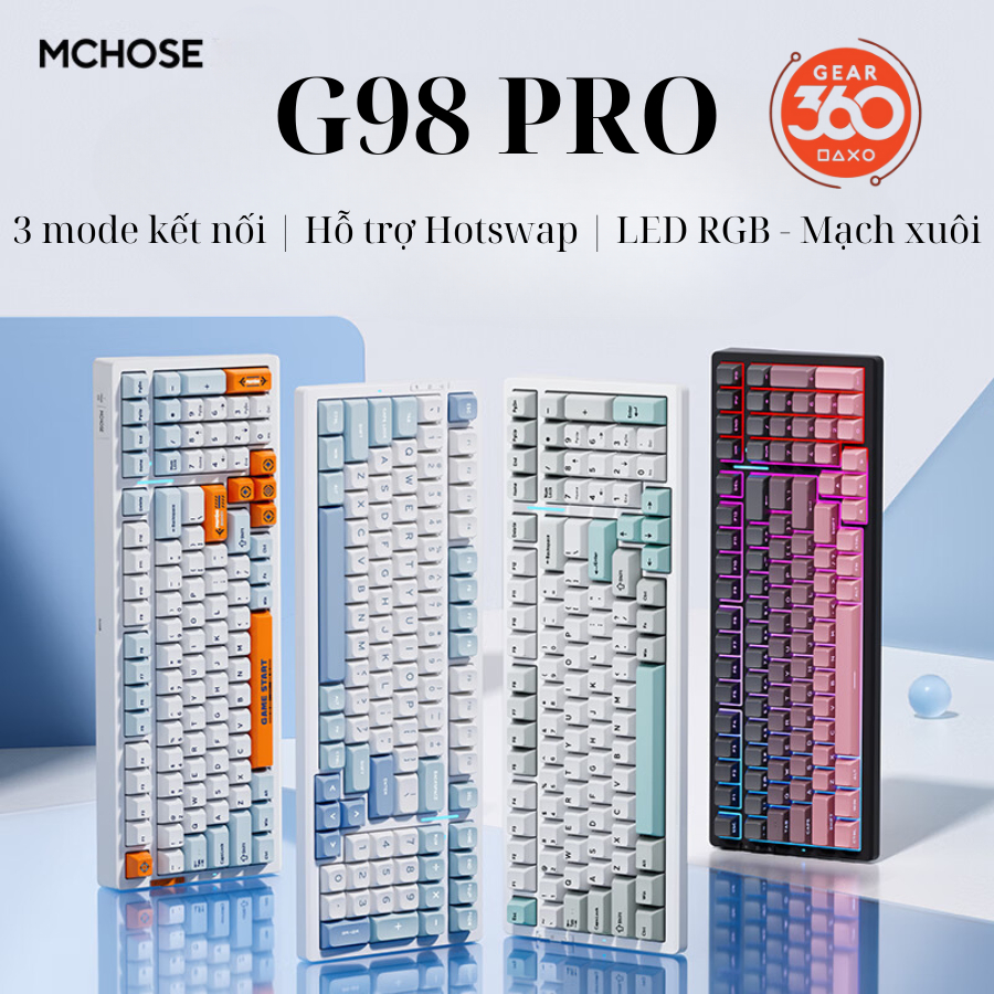 Bàn phím cơ Mchose G98 Pro - Led RGB - Mạch xuôi - Hỗ trợ Hotswap - 3 mode kết nối | Shopee Việt Nam