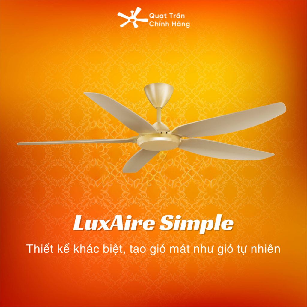 [CHÍNH HÃNG] Quạt trần 5 cánh LuxAire-Eco Simple (Trần thạch cao KH mua thêm bộ ty treo TC ...