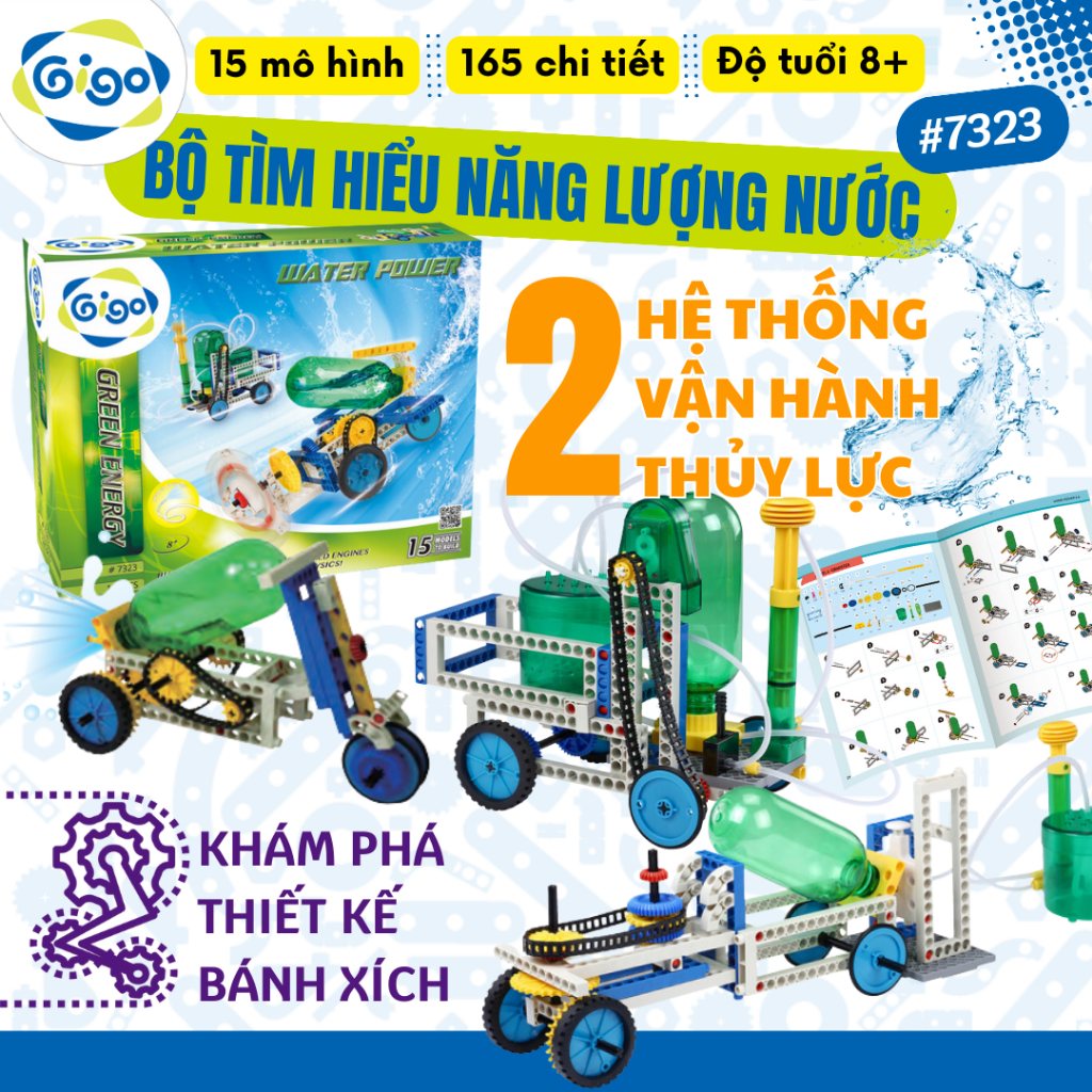 Đồ chơi tìm hiểu Năng Lượng Nước xây dựng 2 hệ thống thủy lực Gigo 15 mô hình 165 chi tiết 7323 ...