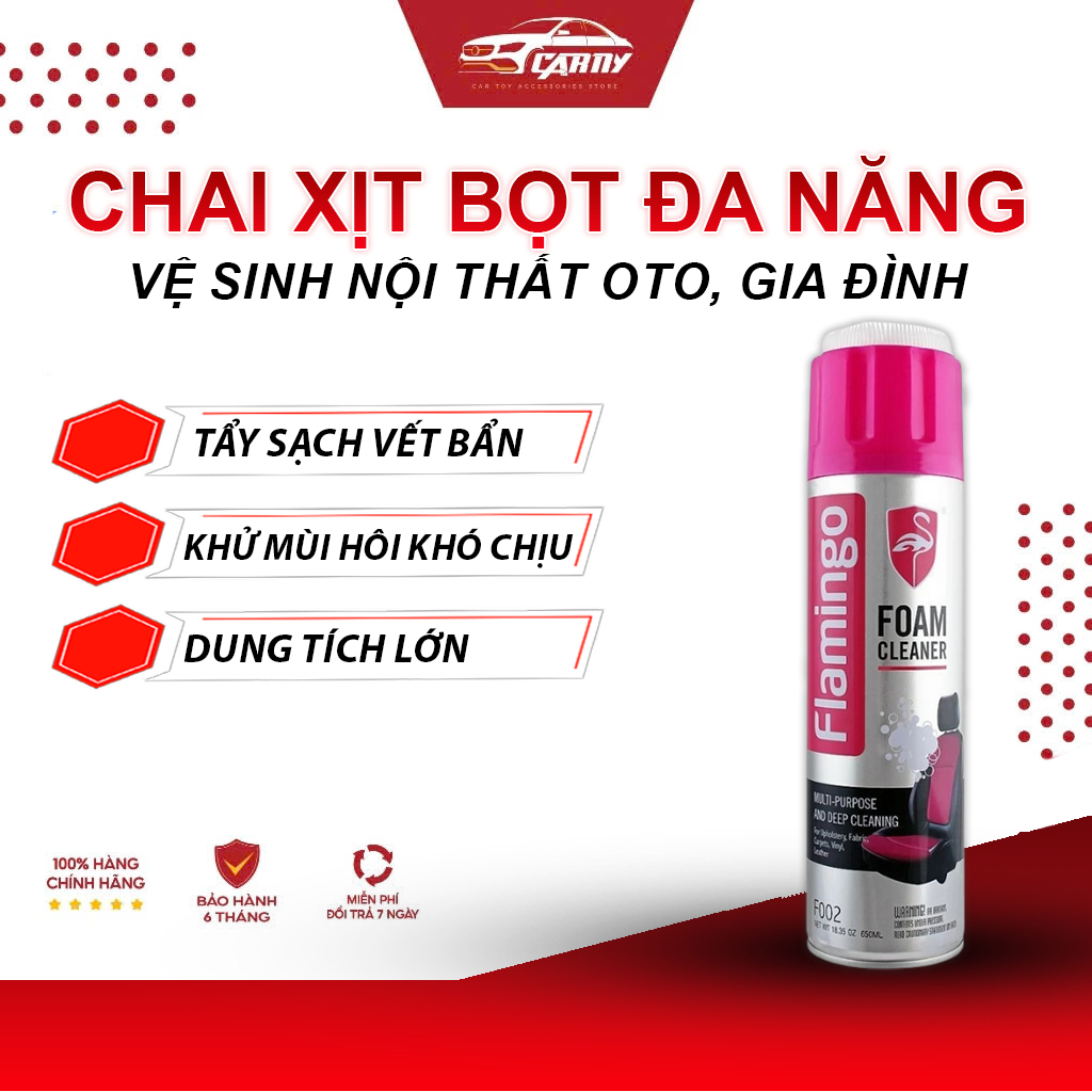 Chai Xịt Bọt Đa Năng Vệ Sinh Nội Thất Ô Tô Flamingo F002, tẩy sạch vết ...