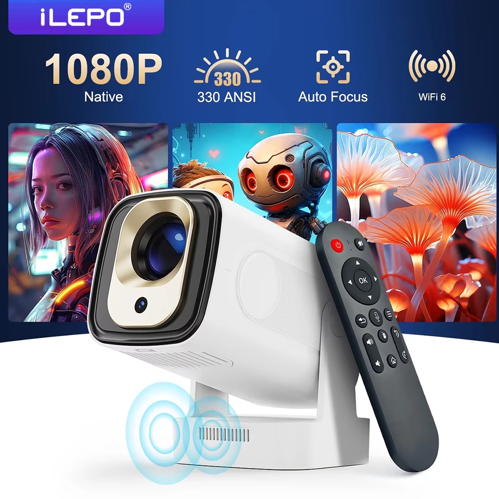 Máy chiếu ilepo HY260pro Android 11.0 độ sáng 330ANSI lumens WiFi BT5.4 ...