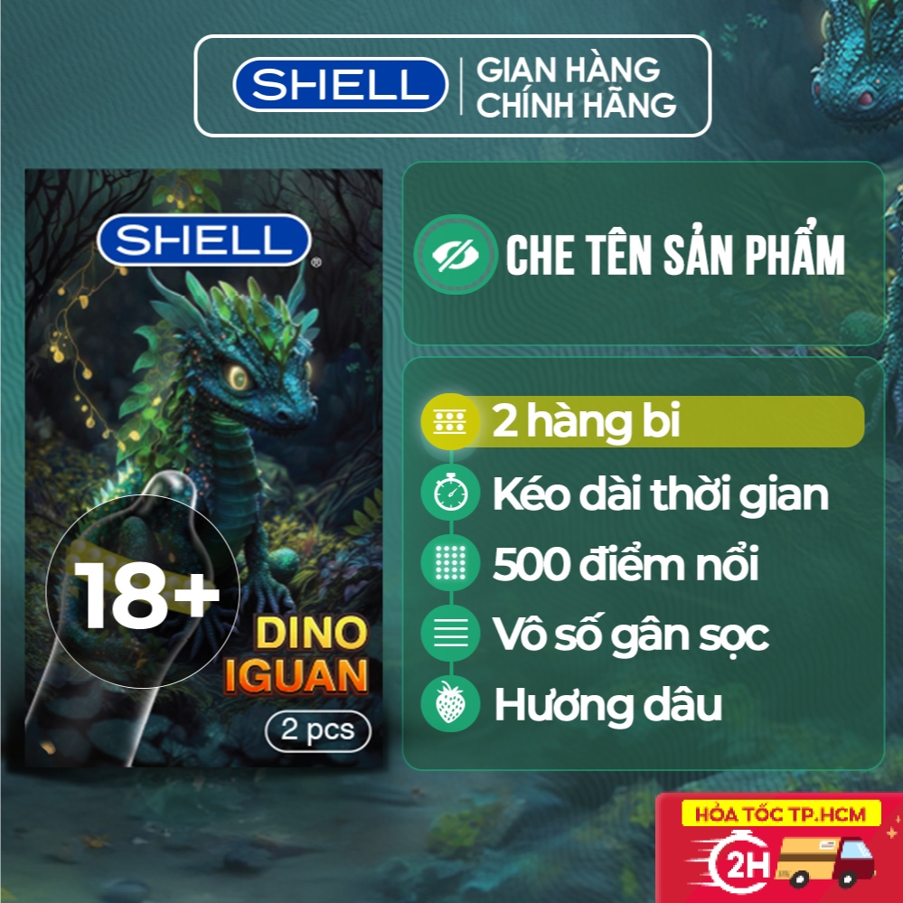 Bao cao su Shell Dino Iguan - 1 bao bi + 1 bao Shell Performax (Hộp 2 ...