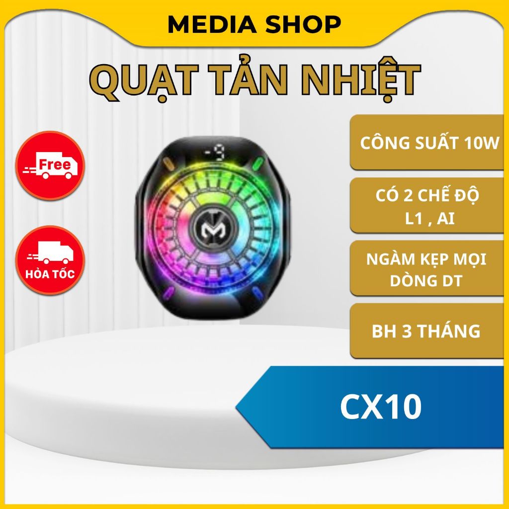 Sò Lạnh CX10 AI - Quạt Tản Nhiệt Điện Thoại + Led Gaming, Chế Độ AI, Làm Lạnh Cực Sâu + [BH 1 ...