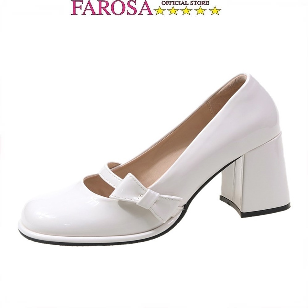 Giày cao gót thời trang nữ FAROSA guốc cao gót 7cm phối nơ điệu đà cực ...