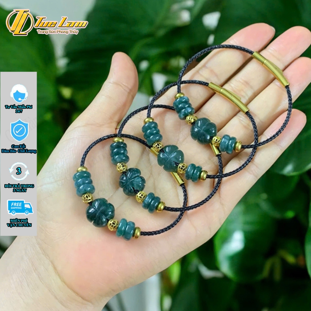 Vòng tay ngũ điếu mix cỏ 4 lá lam ngoc charm bi cầu tài lộc hợp mệnh may mắn - DIY TUỆ LÂM ...
