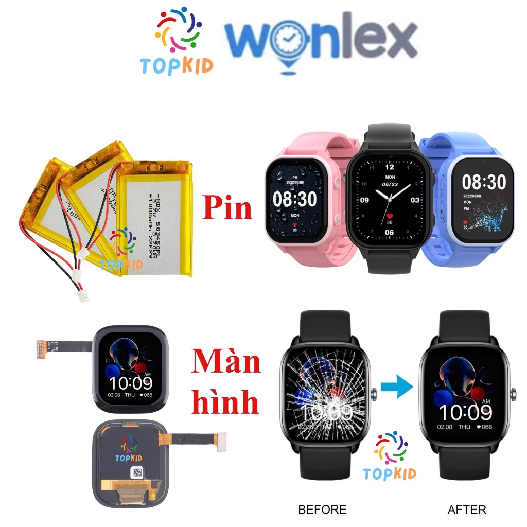 Màn hình, Pin, Sạc cho Đồng hồ Wonlex chính hãng, Linh kiện đồng hồ thông minh Wonlex trẻ em ...