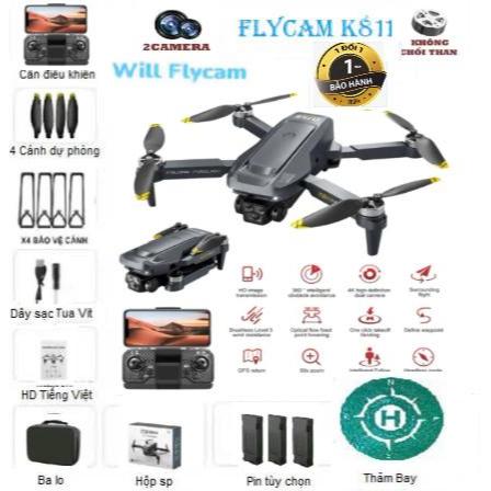 [Nâng cấp Pin] Flycam K811 Max GPS (2025) - Có GPS, 2 Camera, cảm biến va chạm, động cơ không ...