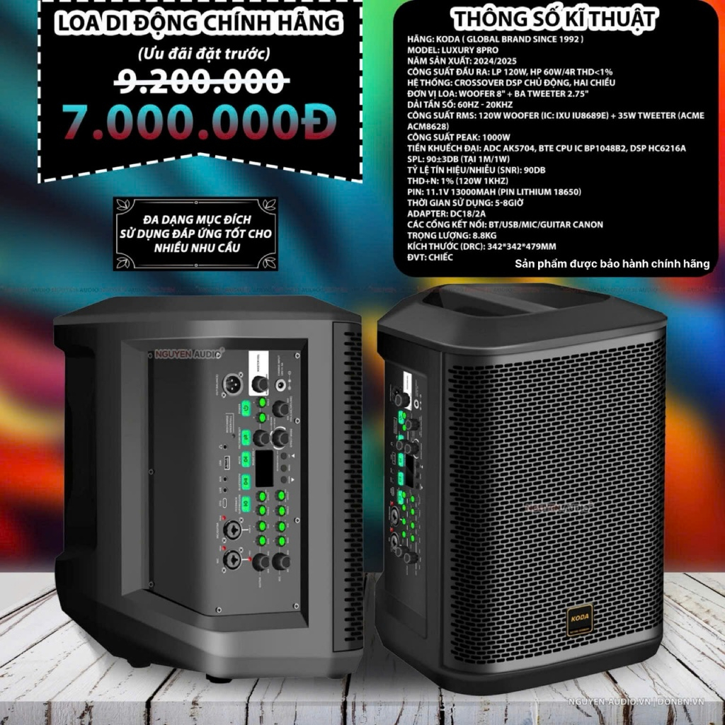 Loa di động KODA Model LUXURY 8PRO chính hãng-Loa Bluetooth cao cấp hỗ ...