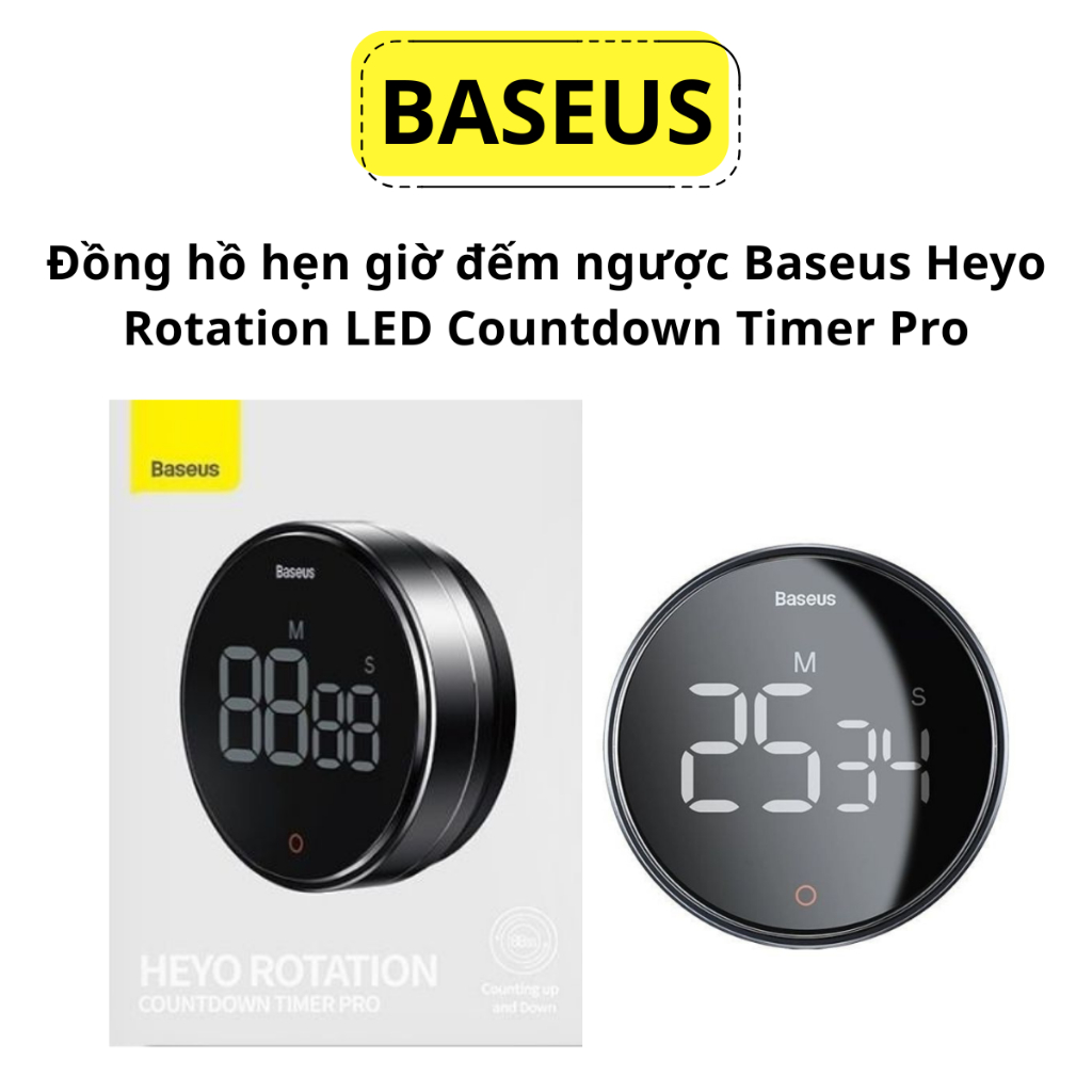 Đồng hồ hẹn giờ đếm ngược Baseus Heyo Rotation LED Countdown Timer Pro ...