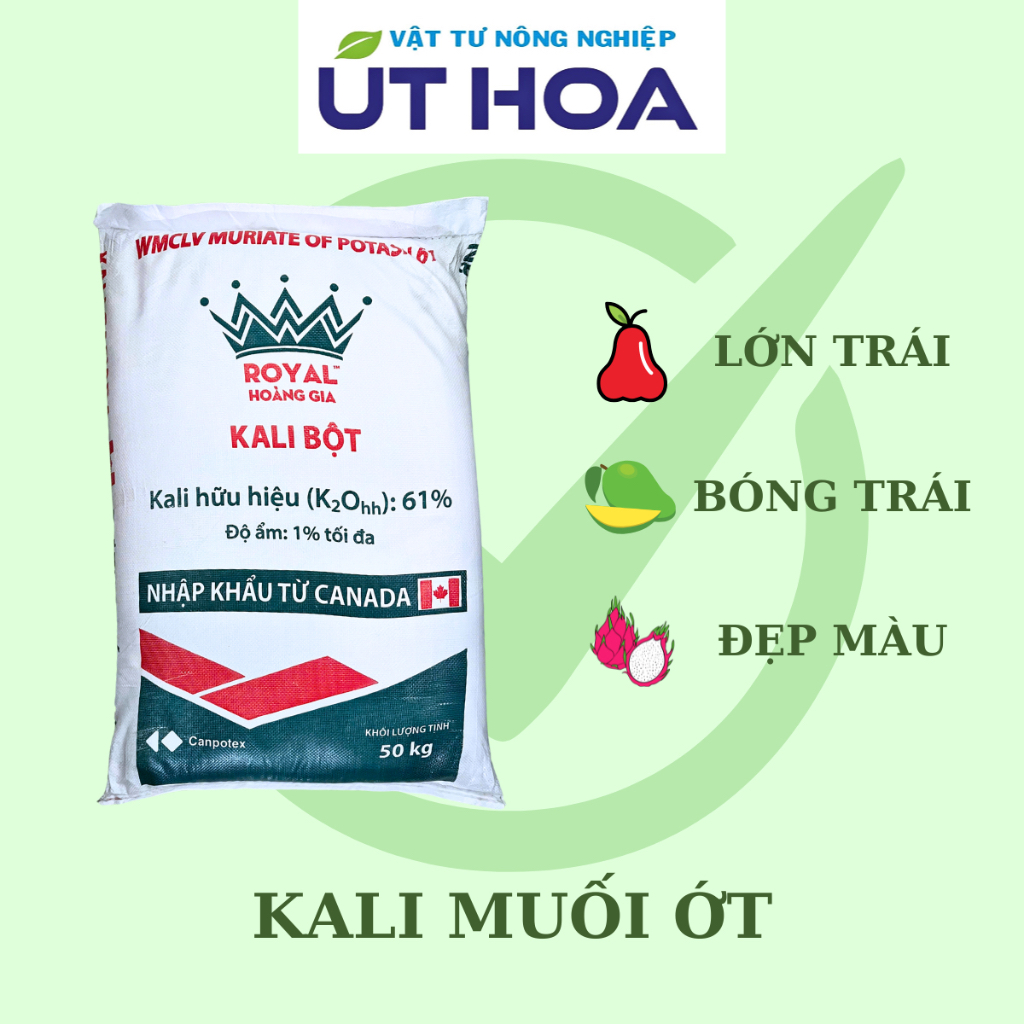 Gói 1KG Phân Bón KALI Mu.ối Ớ.t Dạng Bột Royal Canada - Cứng cây, chắc hạt, chống đổ ngã ...