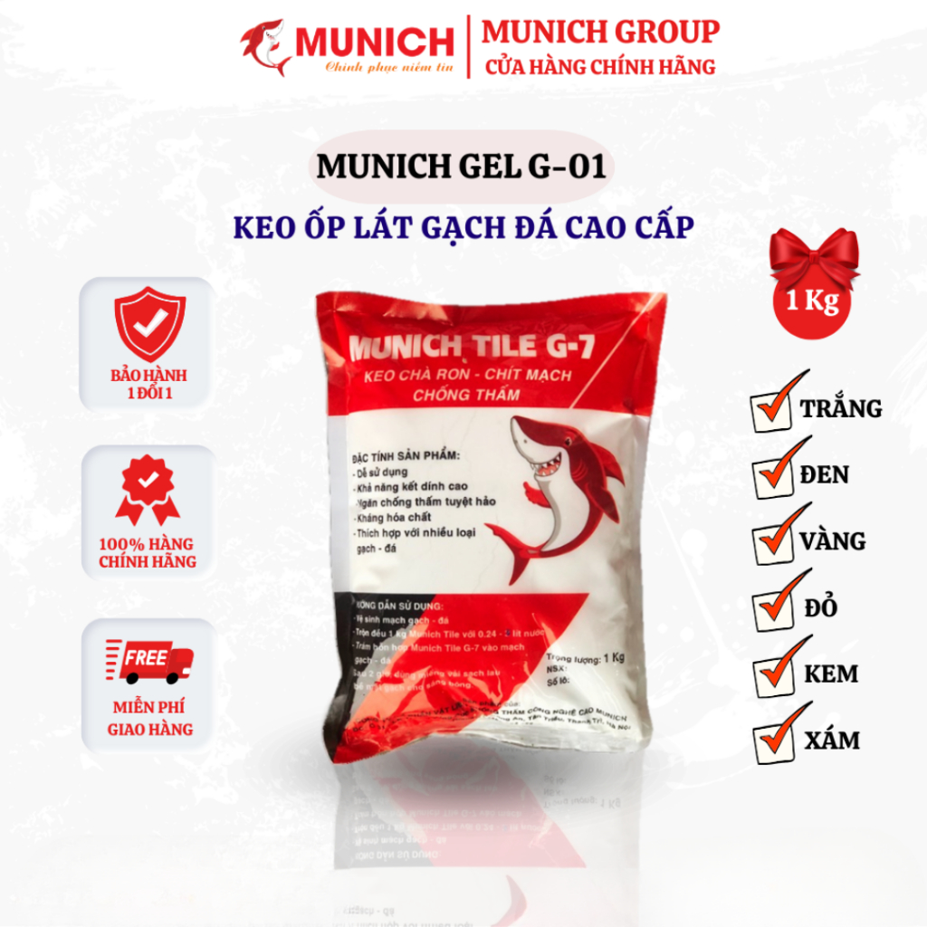 Keo Chà Ron - Chít Mạch - Chống Thấm Munich Tile G-7 , Túi 1kg , đa ...