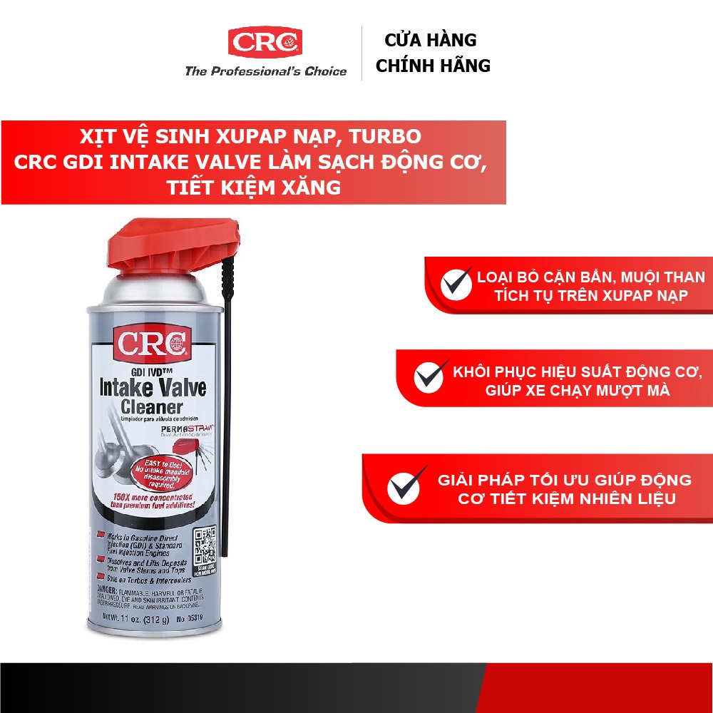 Xịt vệ sinh Xupap nạp, turbo CRC GDI Intake Valve làm sạch động cơ ...