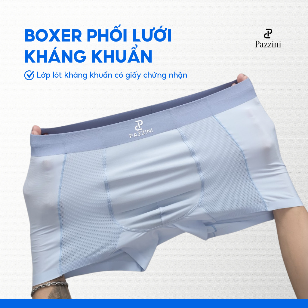 Quần lót nam boxer PAZZINI phối lưới thun lạnh kháng khuẩn cao cấp ...