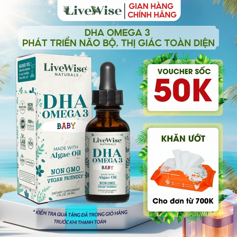 Dha Omega 3 thuần chay Livewise naturals hỗ trợ phát triển toàn diện ...
