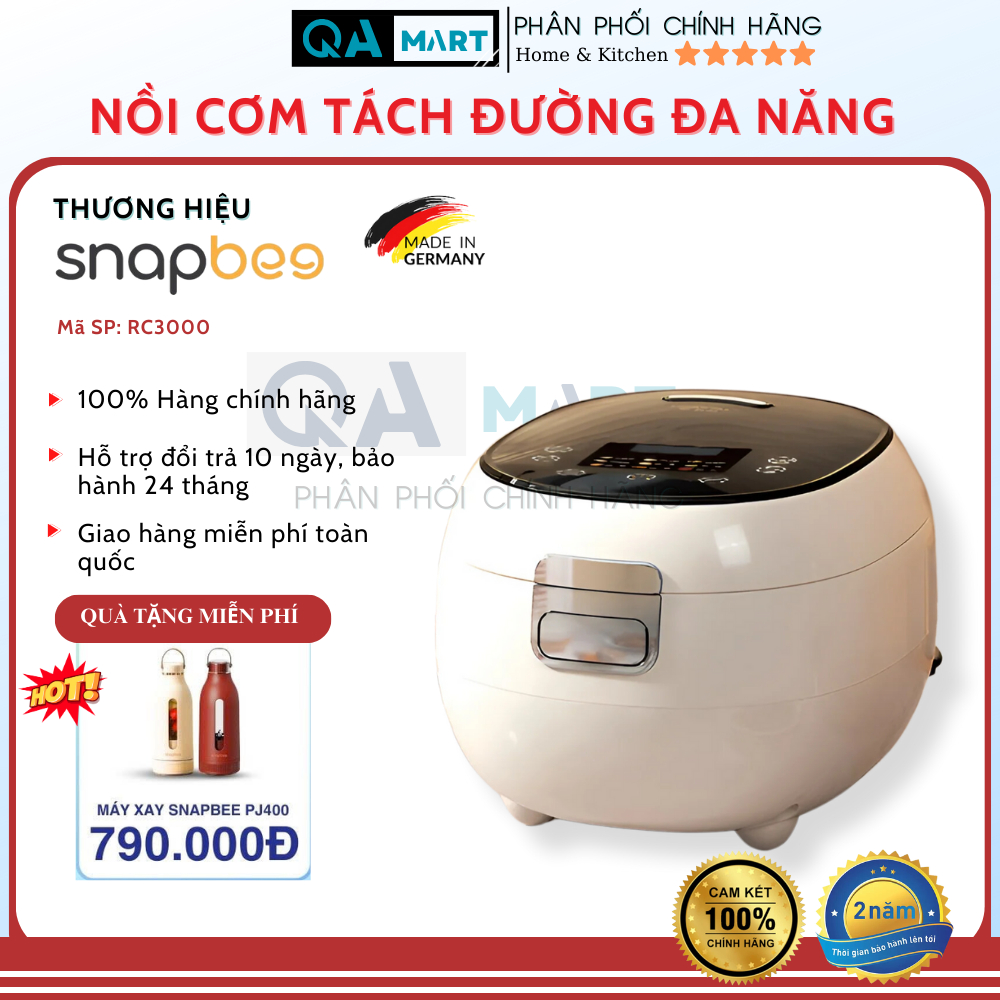 Nồi cơm tách đường đa năng Snapbee RC3000 PRO - Lòng nồi vân lục giác ...
