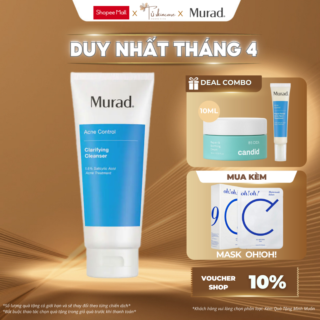 [Combo SRM x Mask] Sữa Rửa Mặt Làm Sạch Sâu, Ngừa và Giảm Mụn Murad ...