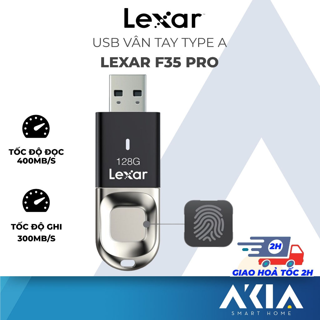 USB 128GB bảo mật vân tay Lexar JumpDrive Fingerprint F35 PRO, chuẩn 3. ...