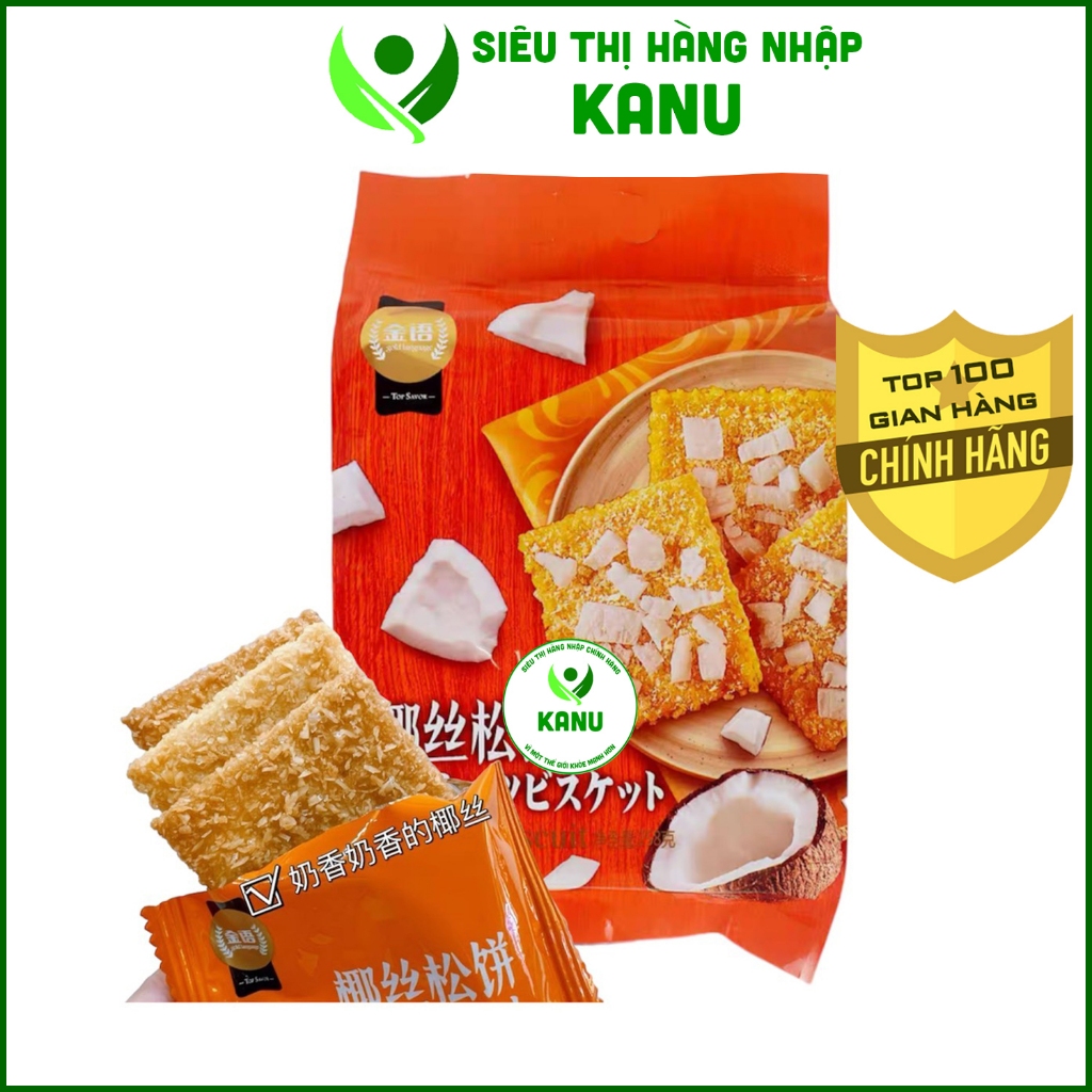 Bánh quy nướng giòn phủ dừa ít ngọt Topsavor Đài Loan 258gr phù hợp người ăn kiêng healthy ...