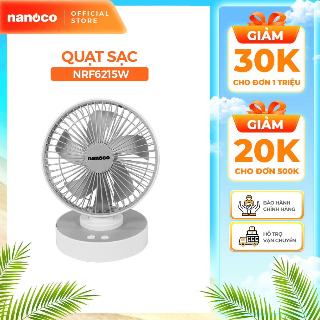 Quạt sạc điện mini Nanoco model NRF6215 (5 cánh, công suất 5W) | Shopee ...