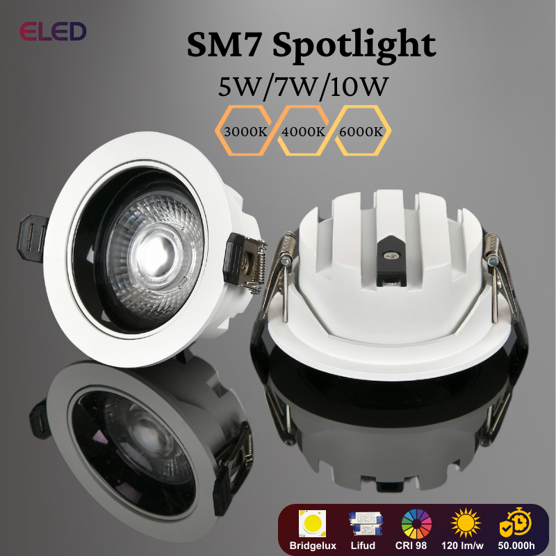 Đèn Led âm trần chiếu điểm xoay góc ELED SM7 khoét lỗ 75mm 5w/7w/10w cao cấp | Shopee Việt Nam