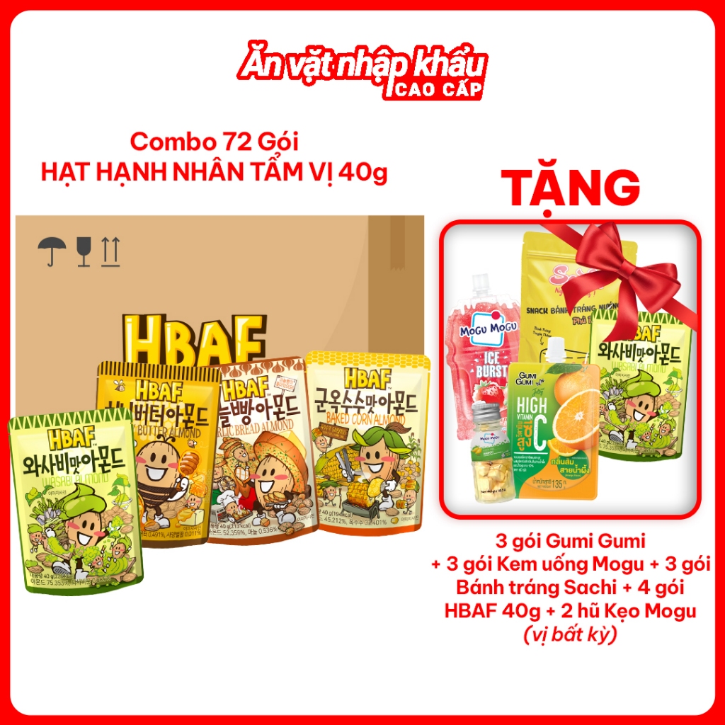 [Thùng 72 Gói 40G] Hạt Hạnh Nhân Tẩm Vị Hàn Quốc HBAF Gói 40G Ăn Vặt Dinh Dưỡng Healthy | Shopee ...