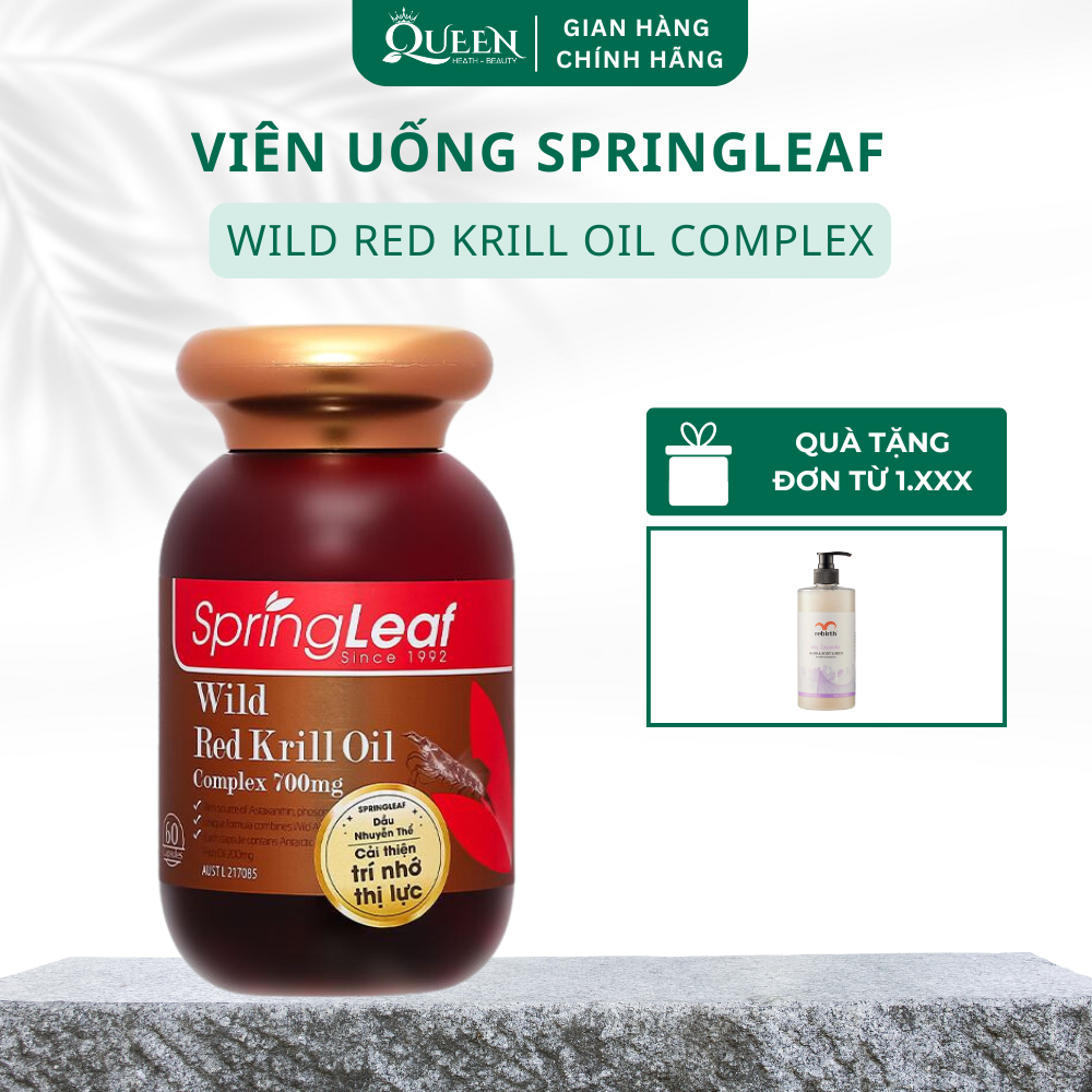Viên uống dầu Nhuyễn Thể Nam Cực Đỏ Phức Hợp SpringLeaf Wild Red Krill ...