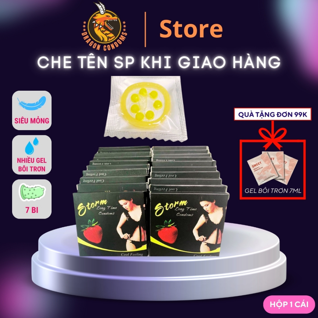 [Combo 10 hộp] Bao cao su bi tăng khoái cảm STORM Bcs 7 bi lớn có gai ...