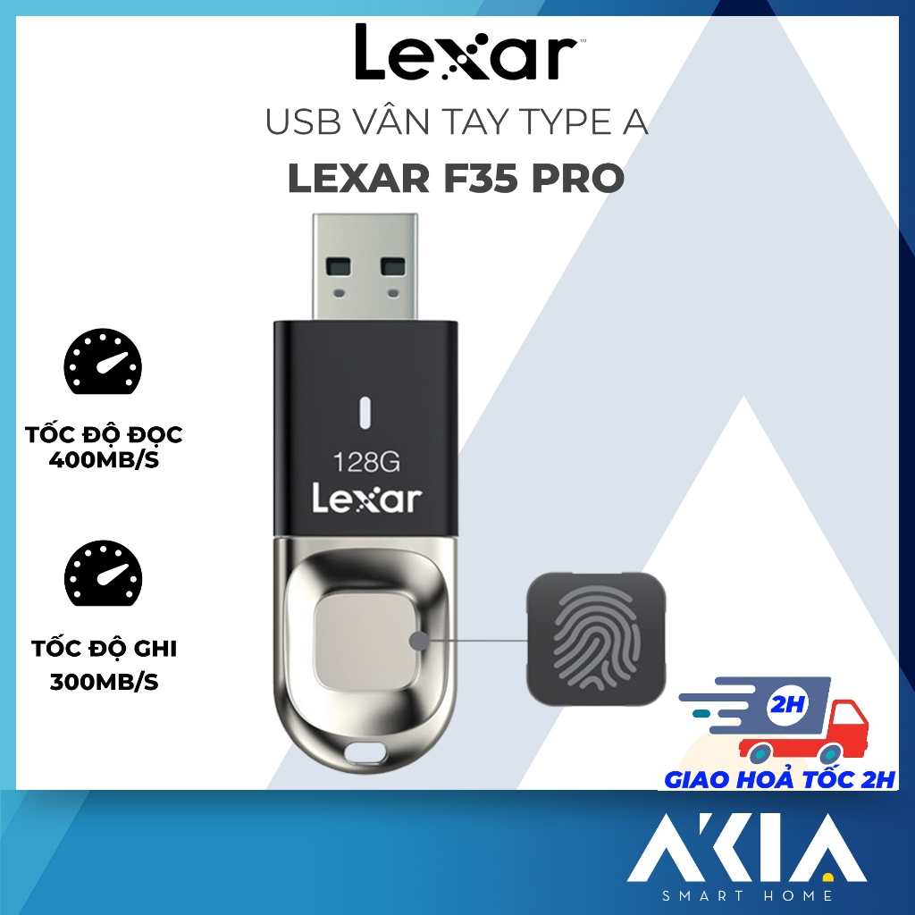 USB 128GB vân tay Lexar JumpDrive Fingerprint F35 PRO, chuẩn 3.2 type A ...