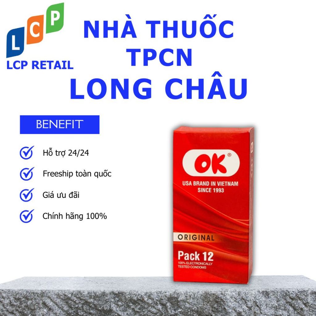 Bao cao su OK Original không mùi, bổ sung chất bôi trơn và không chứa ...