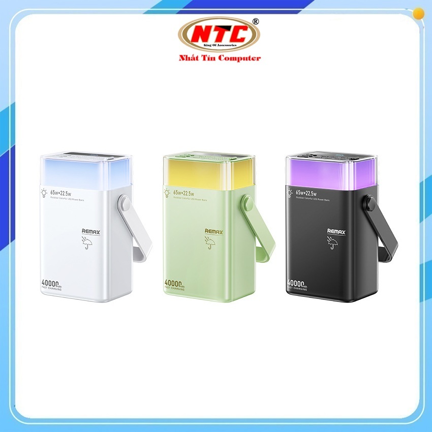 Cục trữ điện Remax FP-3 40000mAh 2 cổng TypeC PD In / Out 65W , 2 USB-A Out 22.5W, Đèn Led đa ...